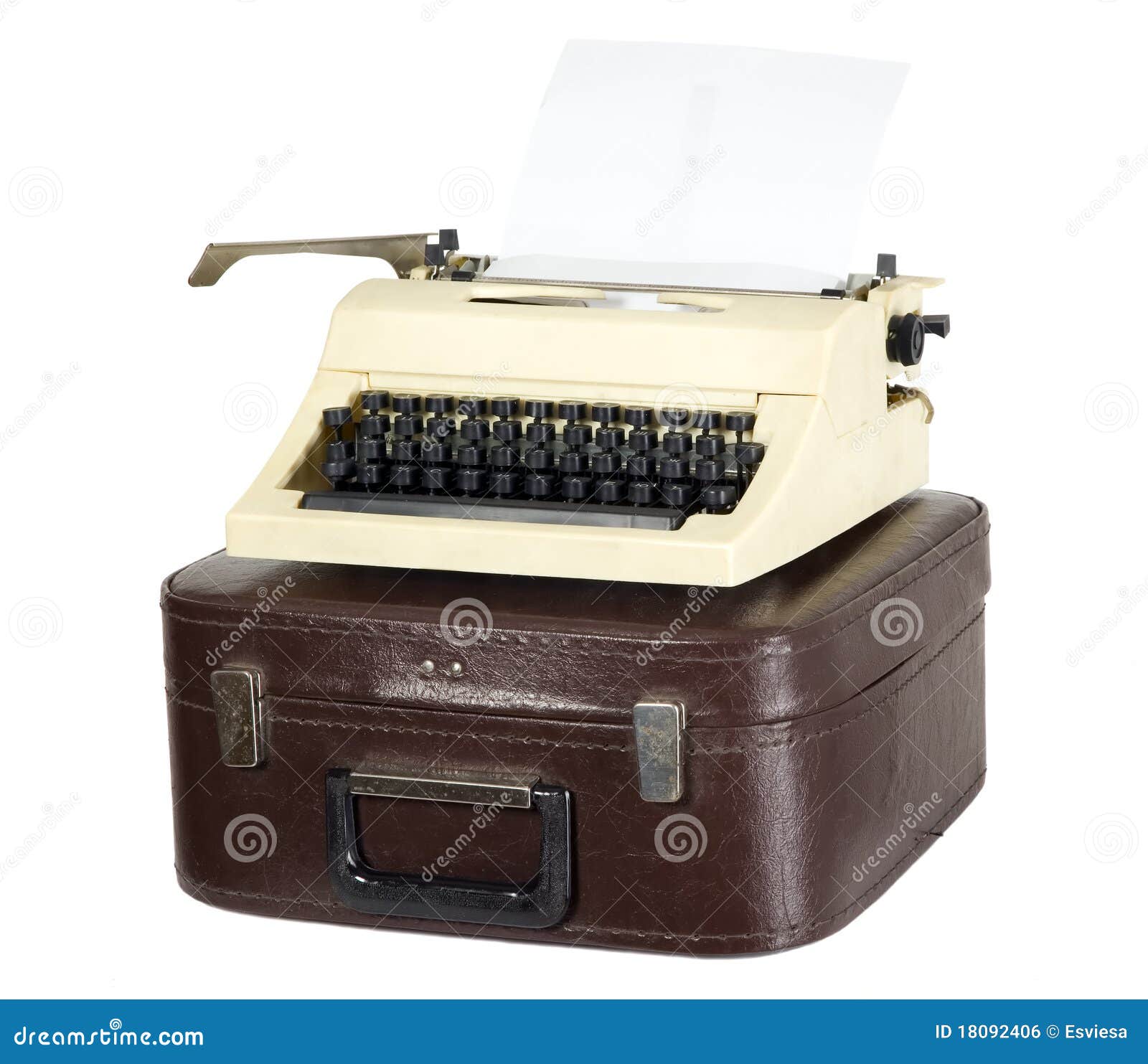 Vintage Typewriter on White Background Stock Photo - Image of metal ...
