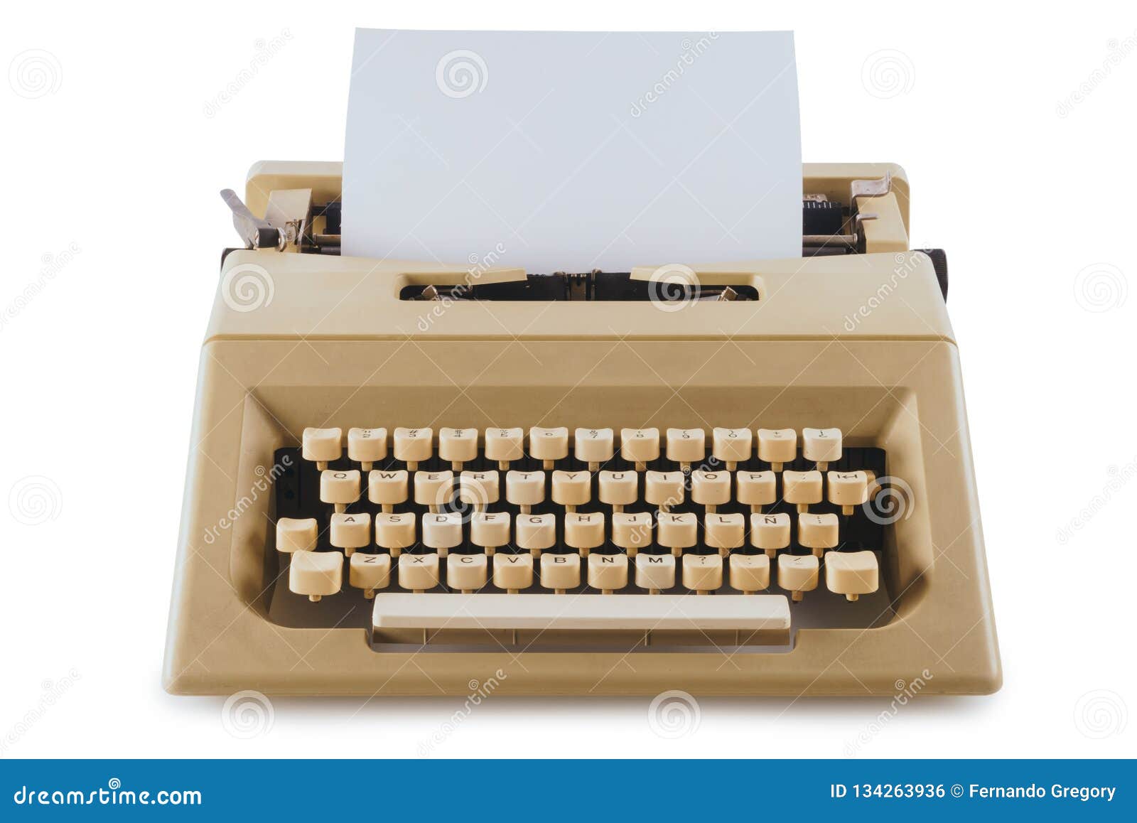 Vintage Typing Machine on White Stock Photo - Image of machine ...