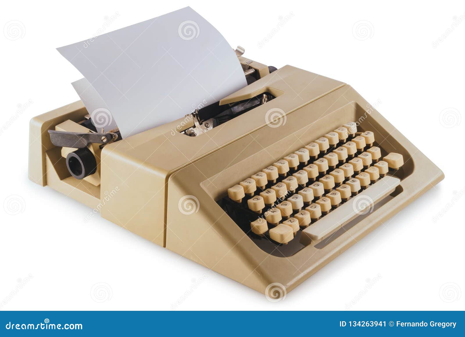 Vintage Typing Machine on White Stock Image - Image of sheet, author ...