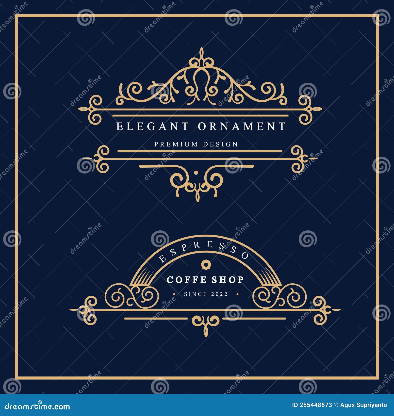 Vintage Typographic Decorative Ornament Frame Design Stock Vector ...
