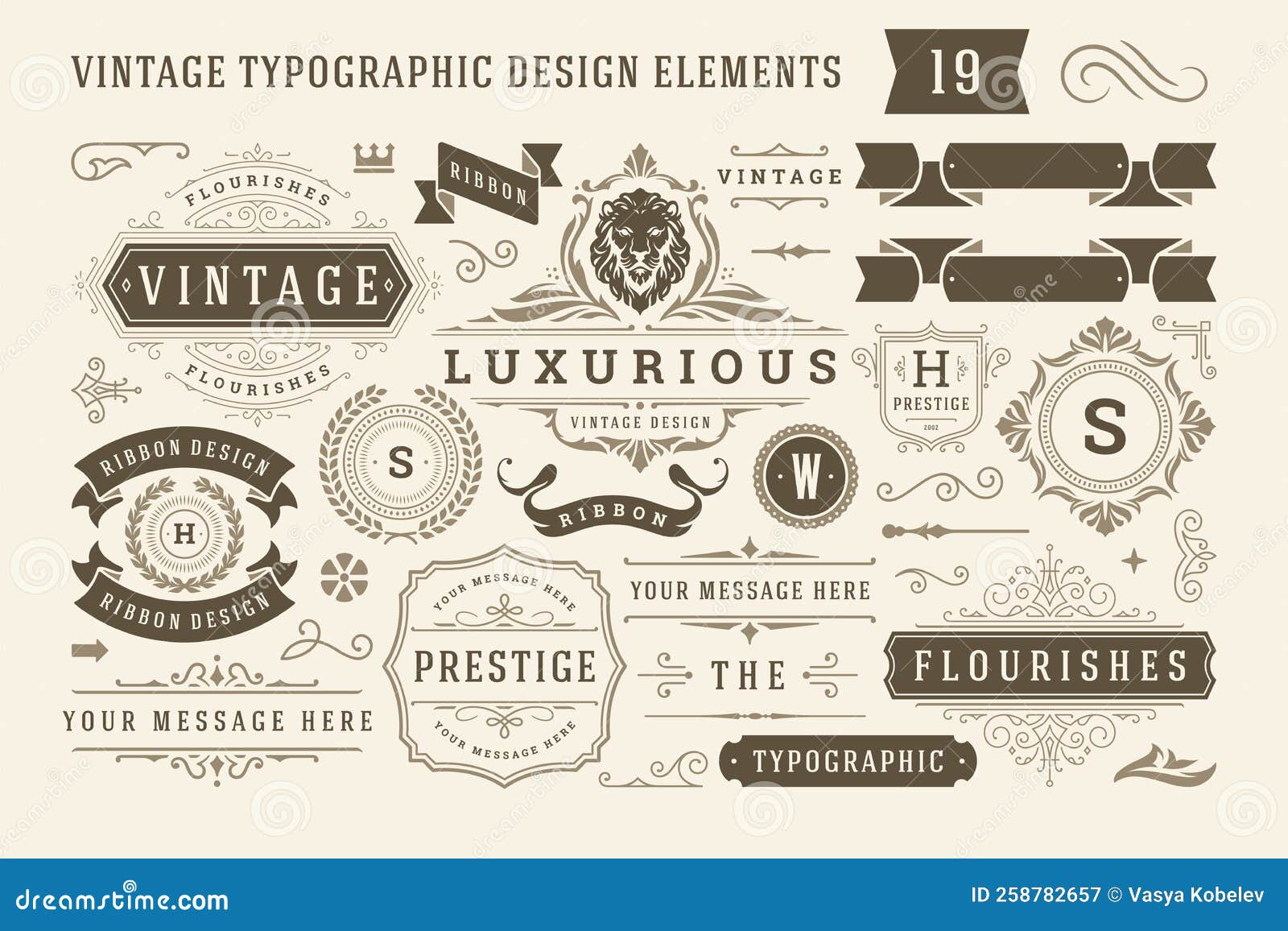 Vintage Typographic Design Elements Set Vector Illustration. Stock ...