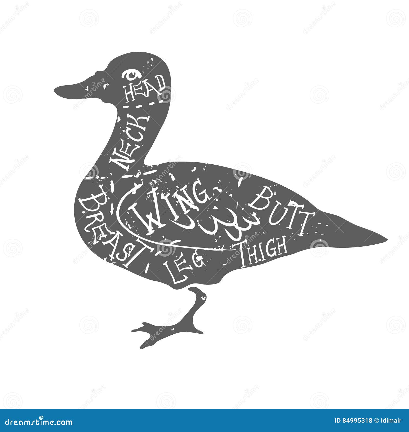 Duck Diagram Cuts. Butcher Scheme Poster. Cuts Of Duck Meat. Meat ...