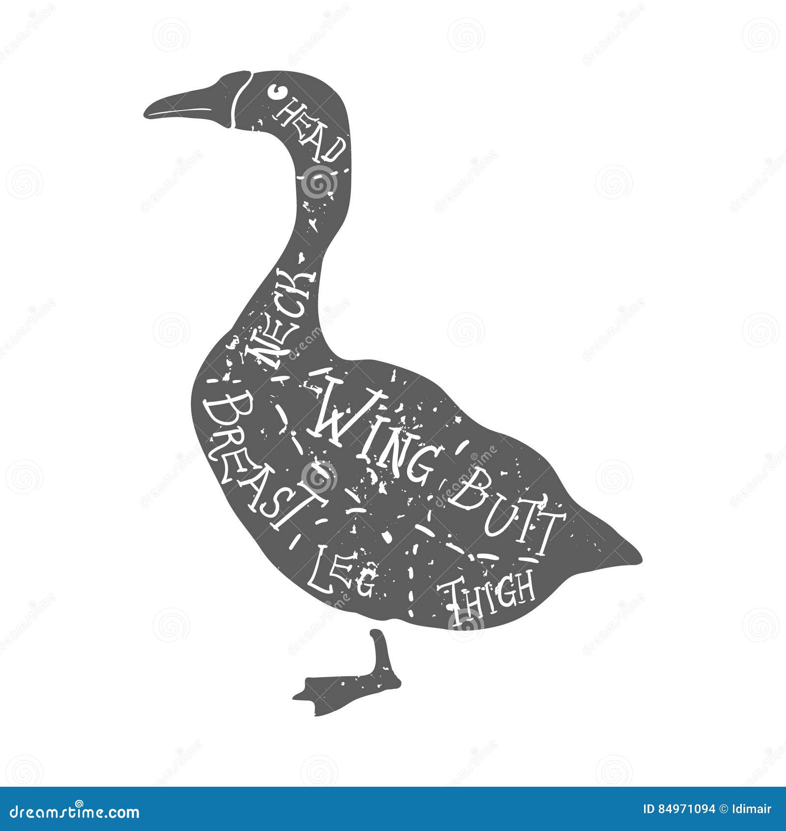 Cut Of Goose, Diagram For Butcher. Poster For Butcher Shop. Guide For ...