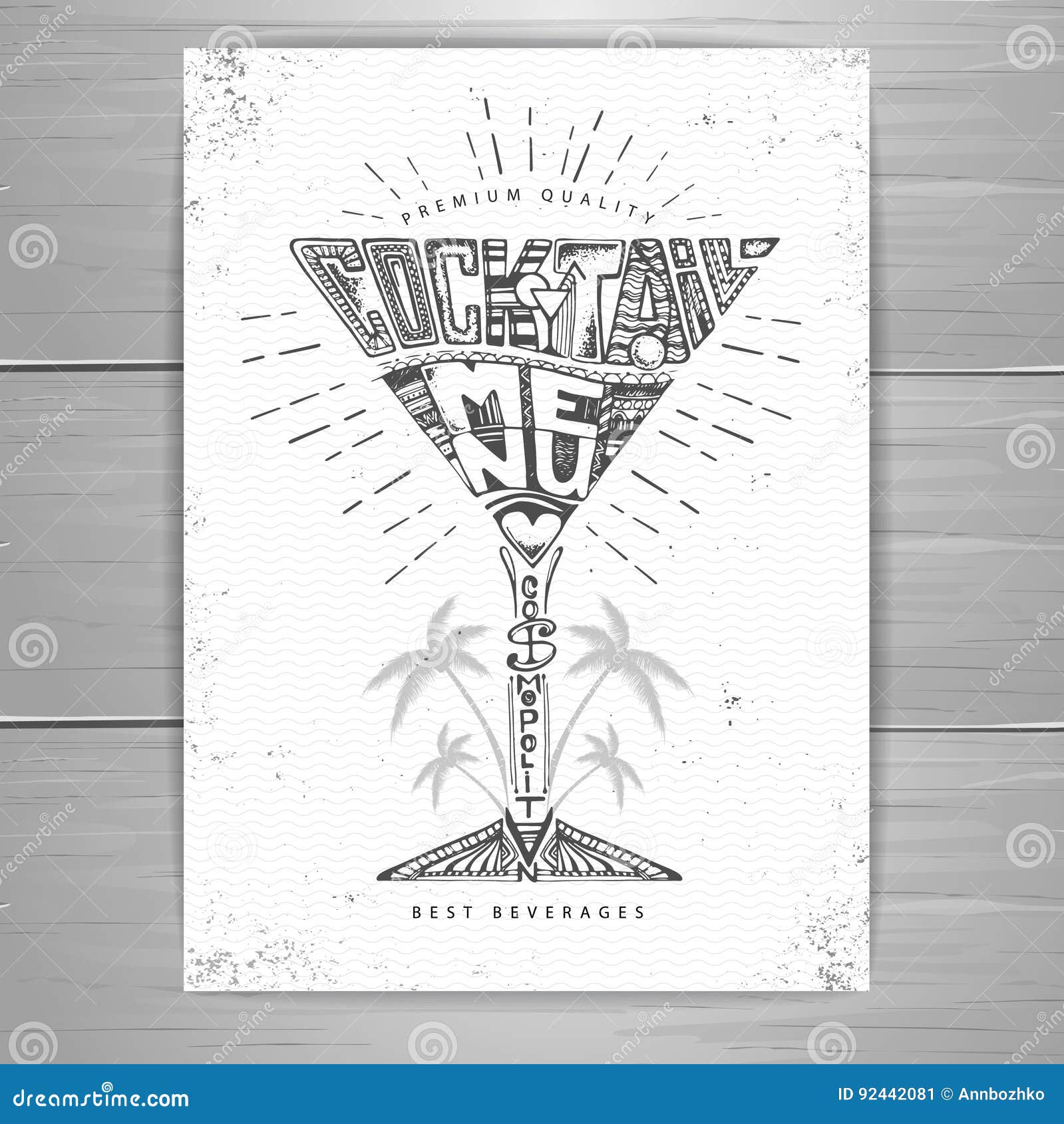 Vintage Typography Cocktail Menu Design Stock Vector - Illustration of ...