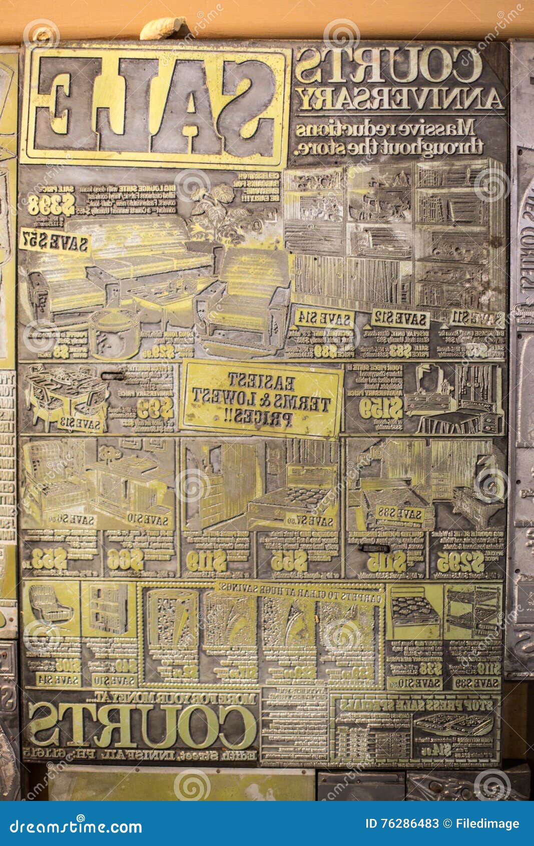 Old Typography Printing Machine With Letter Samples. Editorial Image ...