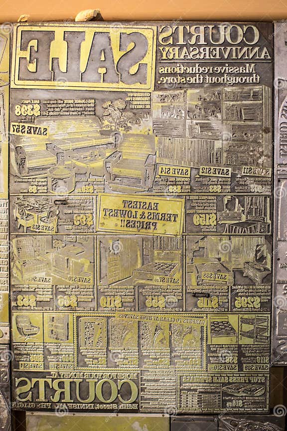 Vintage Typography Press editorial stock photo. Image of metal - 76286483