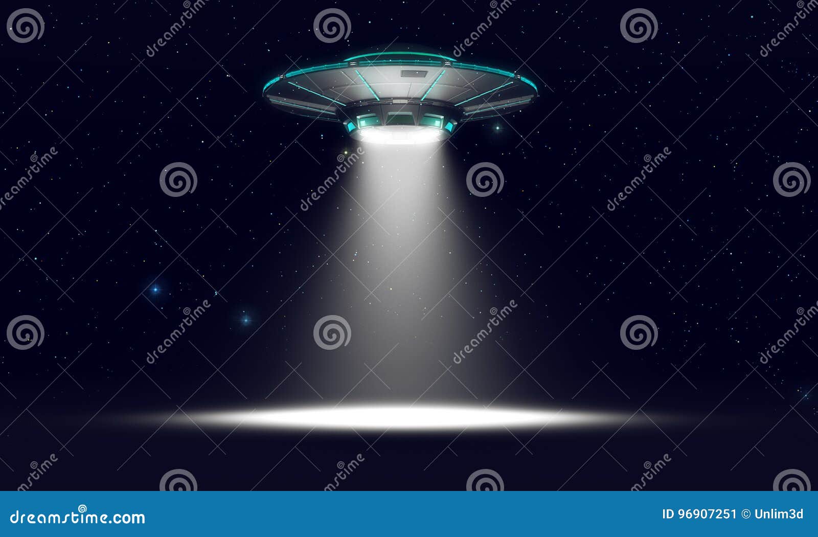 Vintage UFO Isolated on Black. 3d Illustration Stock Illustration ...