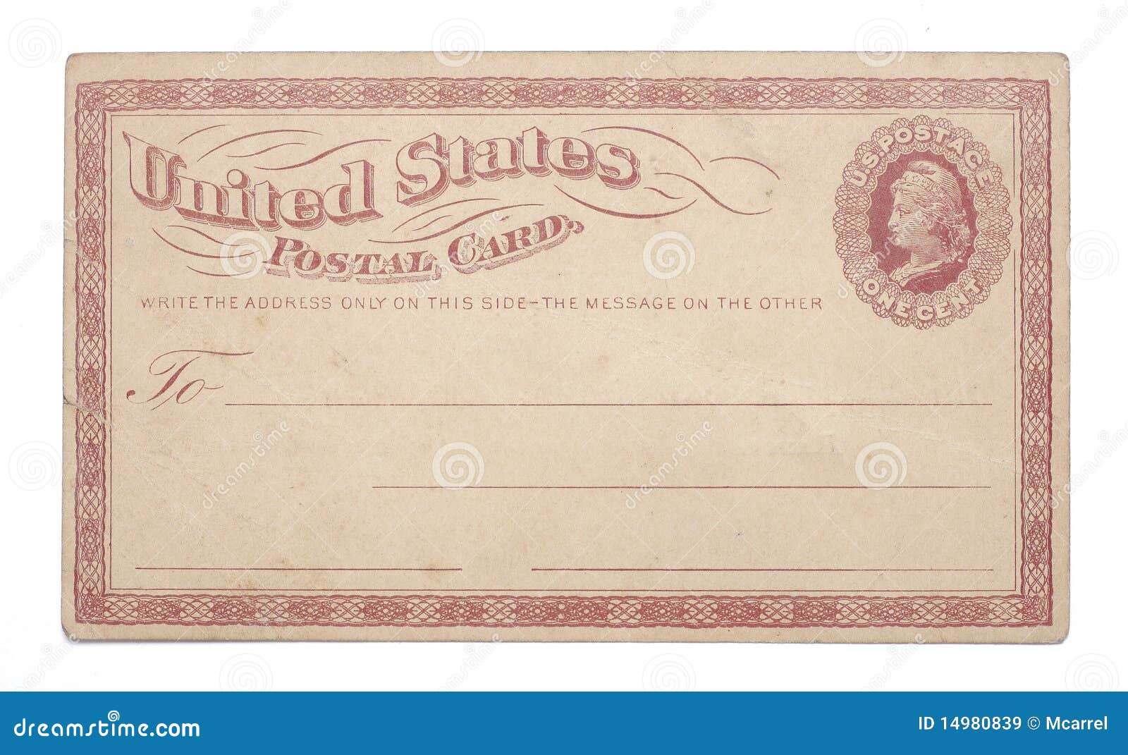 Vintage United States Once Cent Postcard Stock Image - Image of 1900s ...