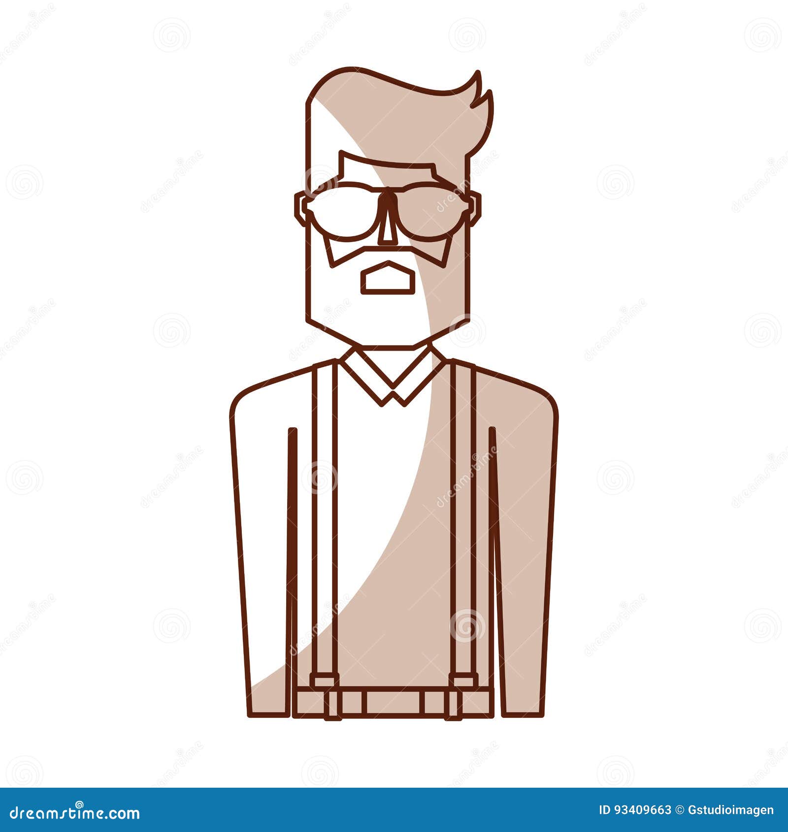 Vintage upper body man stock vector. Illustration of hair - 93409663