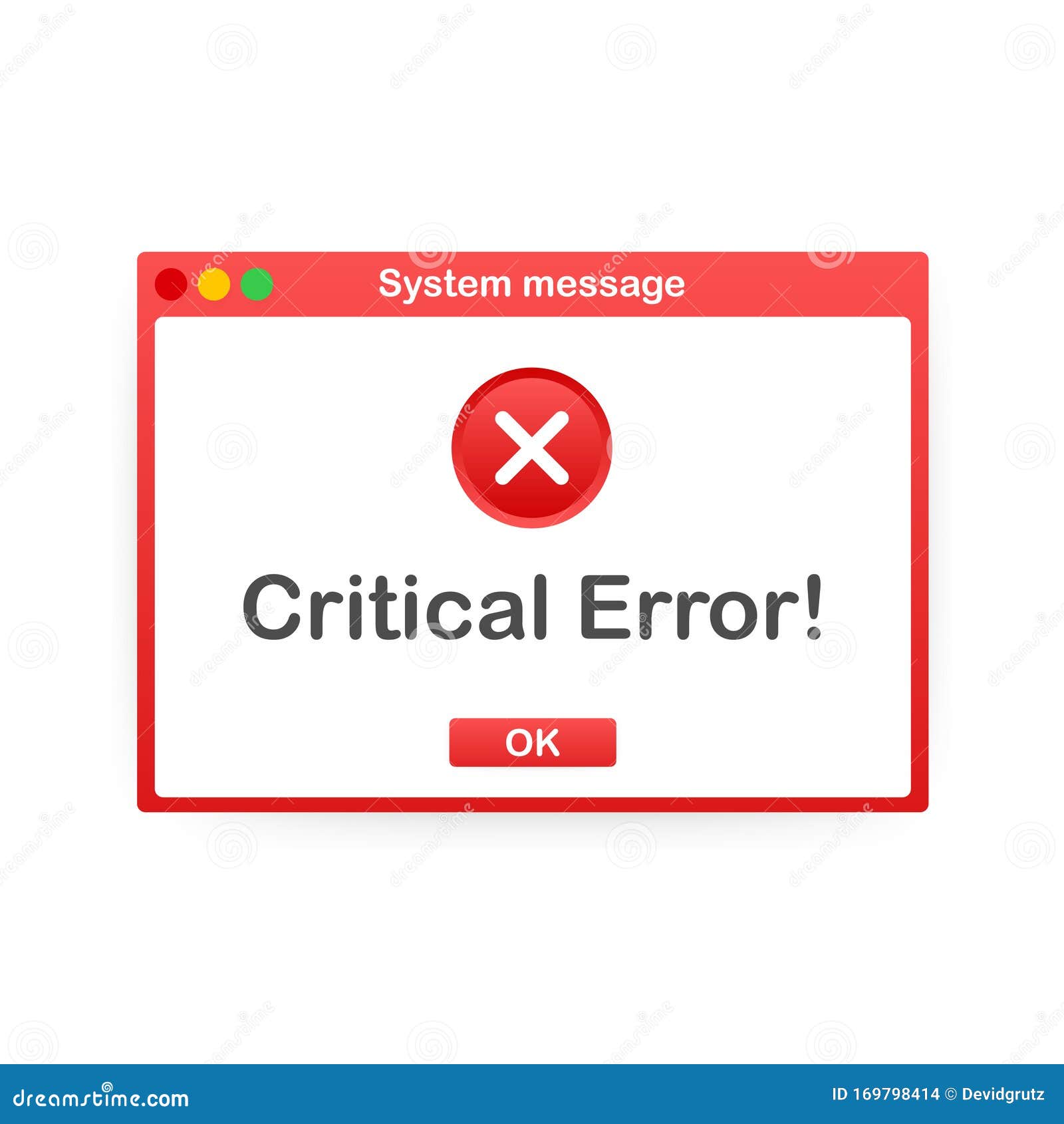 Vintage User Interface. Critical Error Warning Message Stock Vector ...