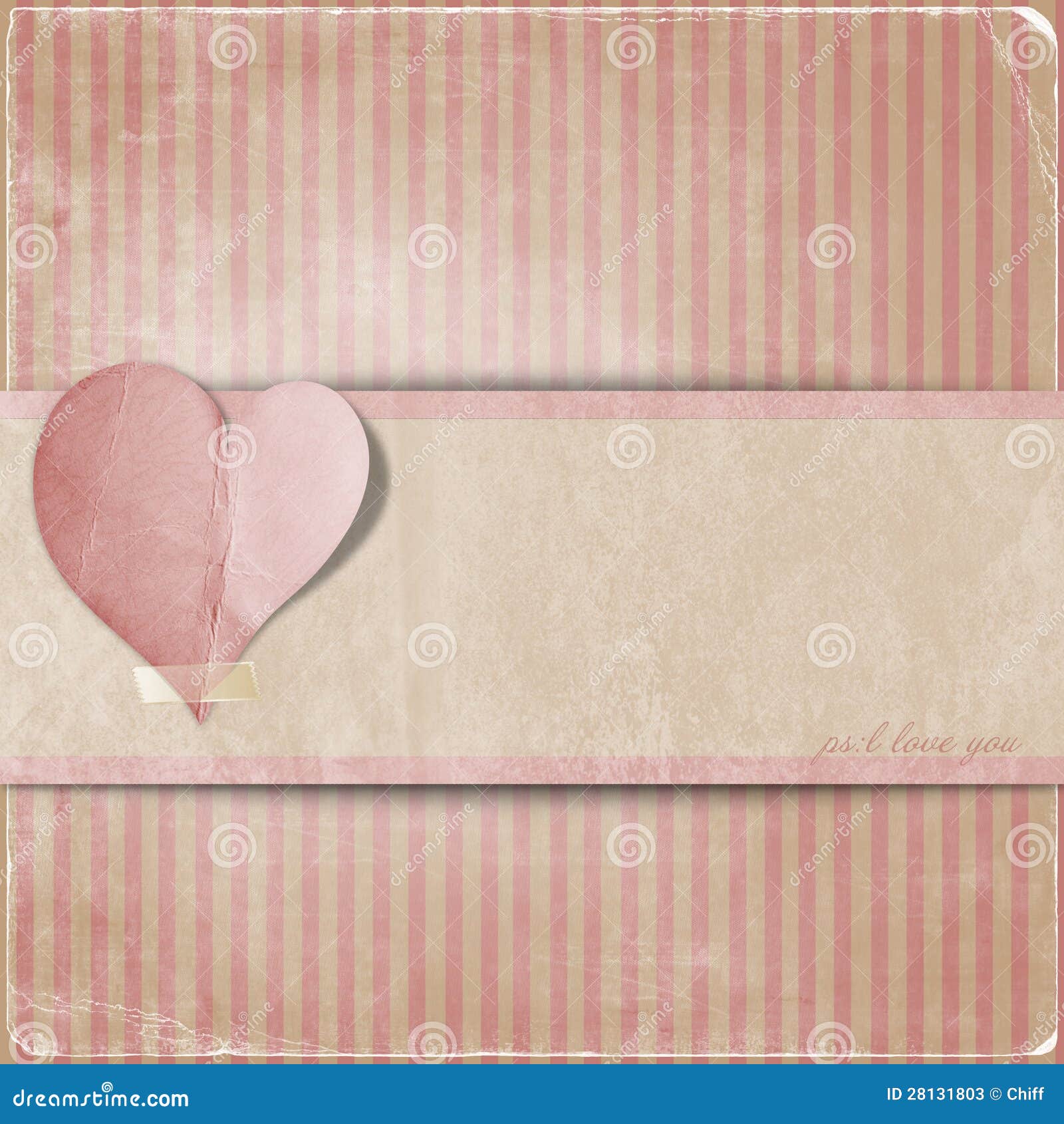 Vintage Valentine Background with Heart Stock Illustration ...