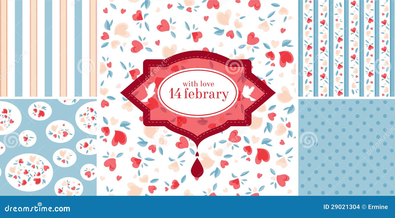 Vintage Valentine Patterns stock vector. Illustration of paper - 29021304