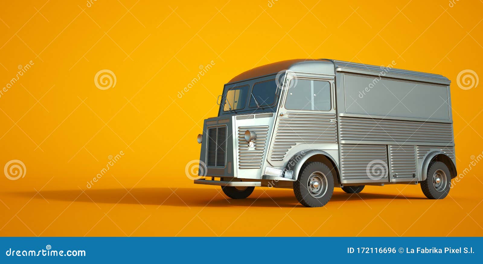 Vintage Van Yellow Background Stock Illustration - Illustration of ...