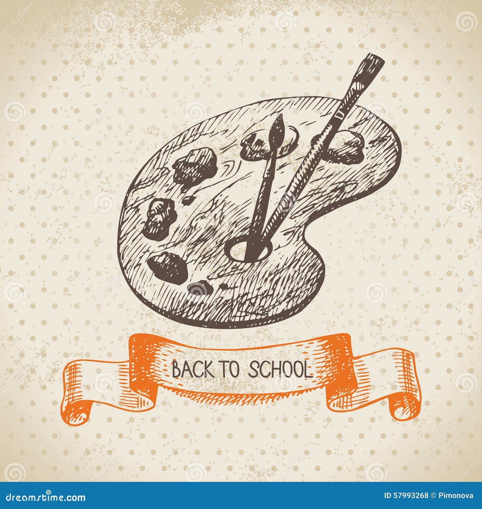 Vintage Vector Background with Hand Drawn Back To Stock Vector ...