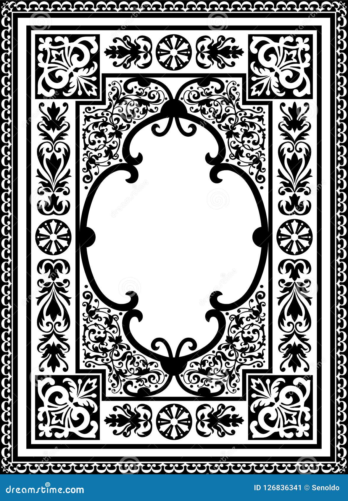 Vintage Vector Book Cover Frame with Flourish Design Elements - Black ...