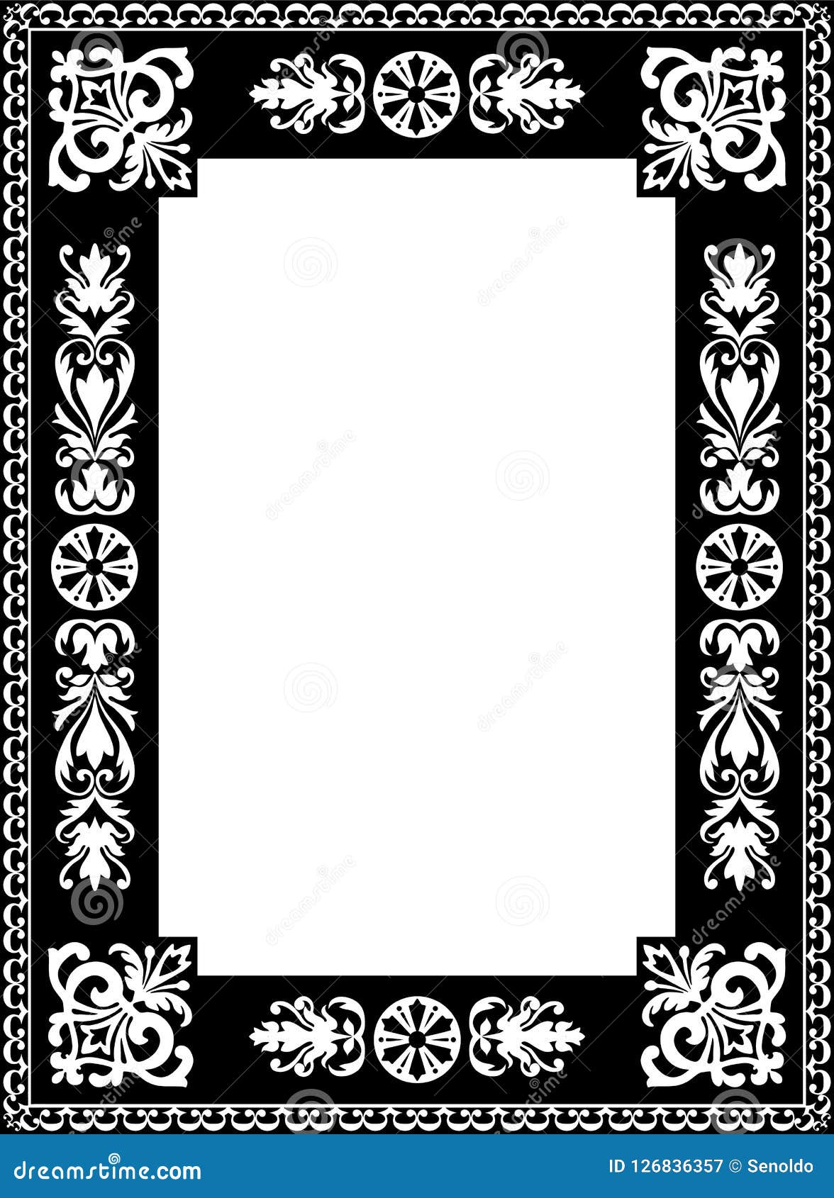 Vintage Vector Book Cover Frame with Flourish Design Elements - Black ...