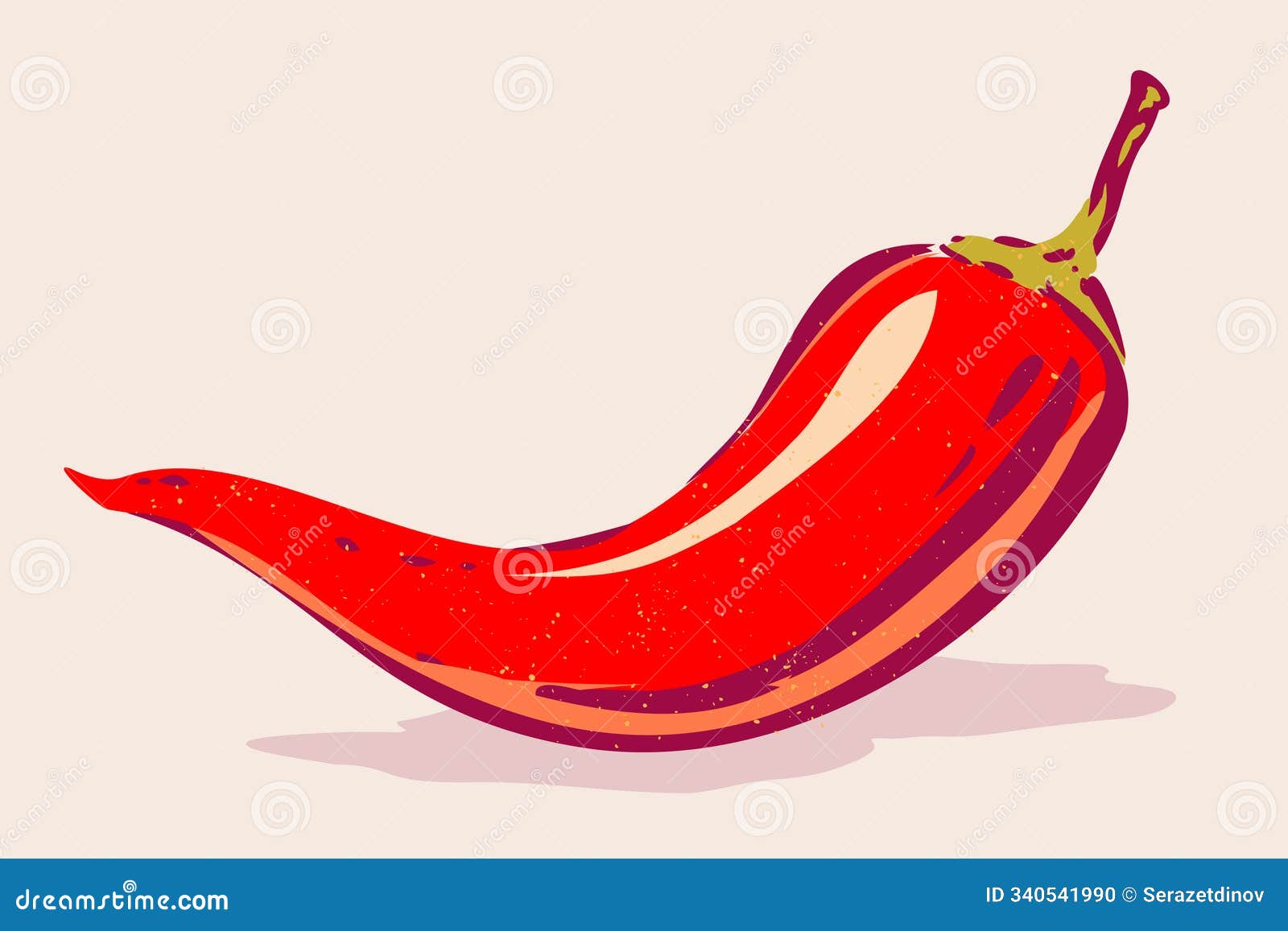Vintage Vector Chilli Pepper in Hand Drawing Style. Spicy Red Chilli ...