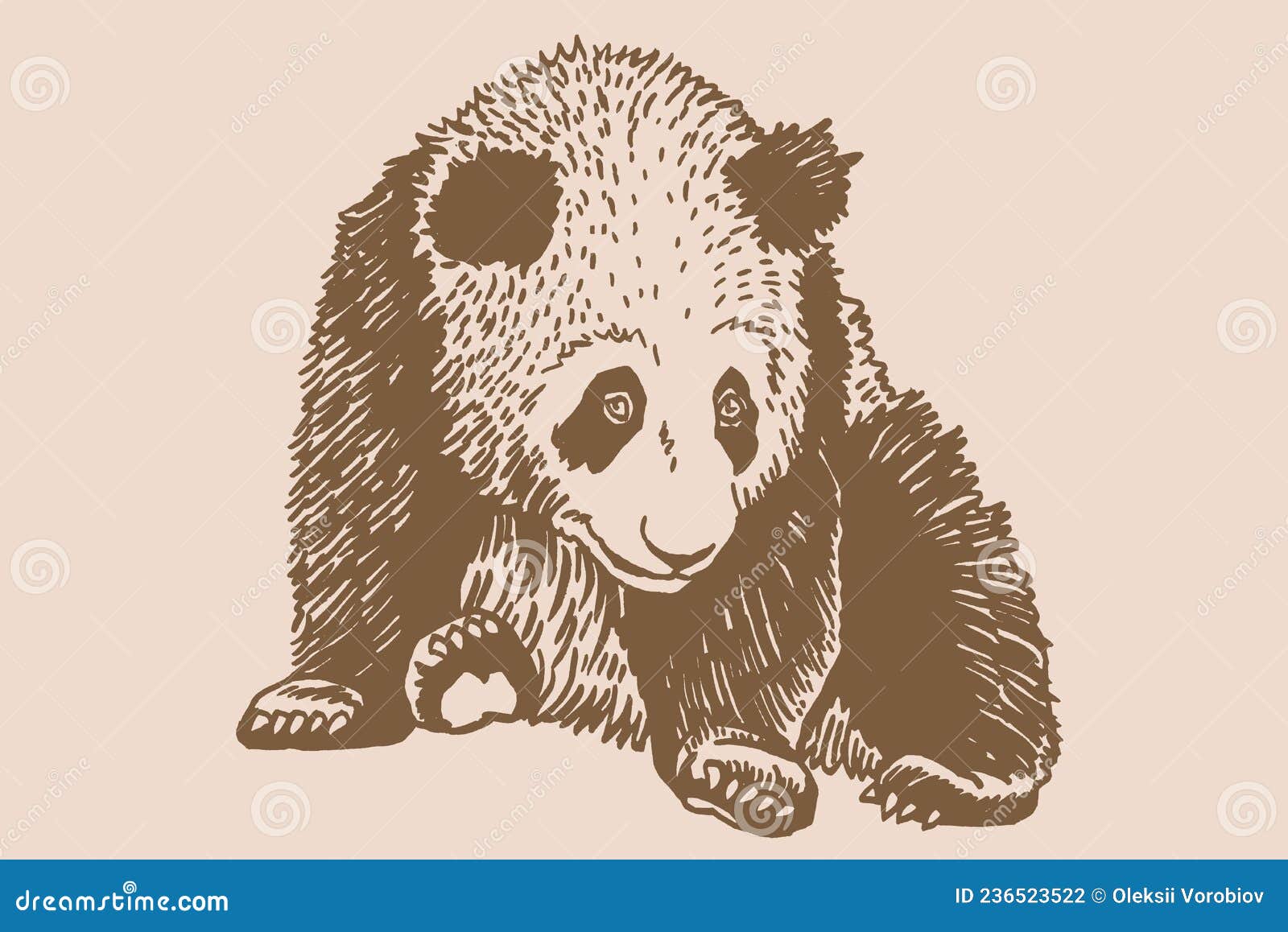 Vintage Vector Cute Panda , Graphical Illustration Stock Vector ...