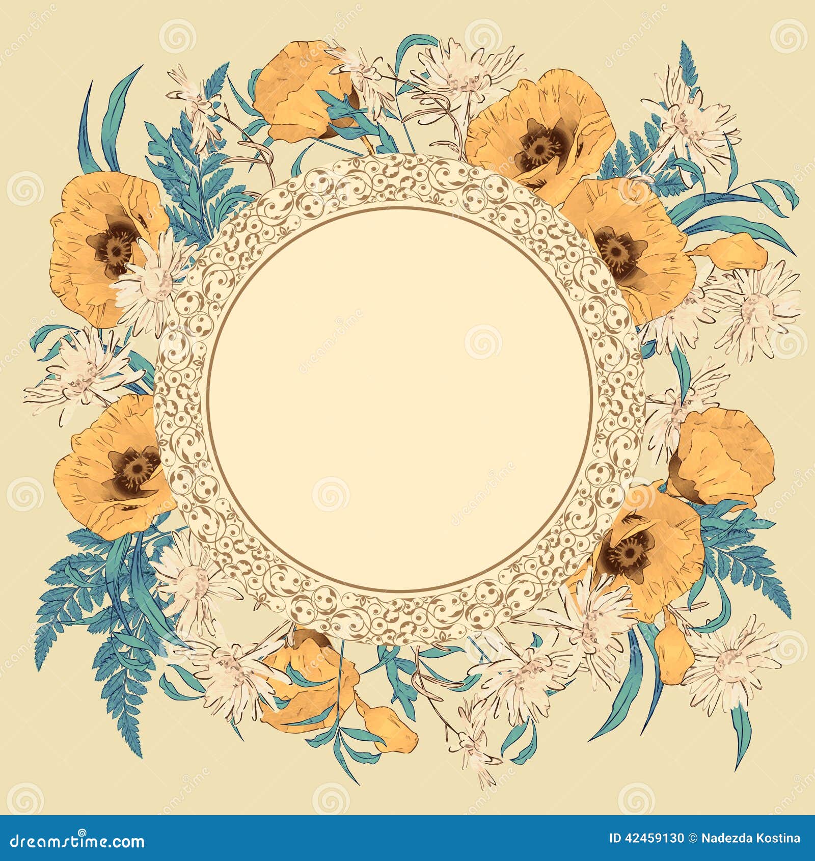 Vintage Vector Flower Frame Stock Vector - Illustration of ornament ...