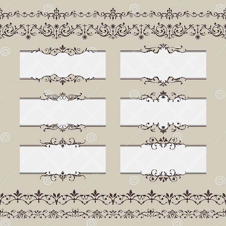 Vintage Vector Frame Border Set Stock Vector - Illustration of border ...