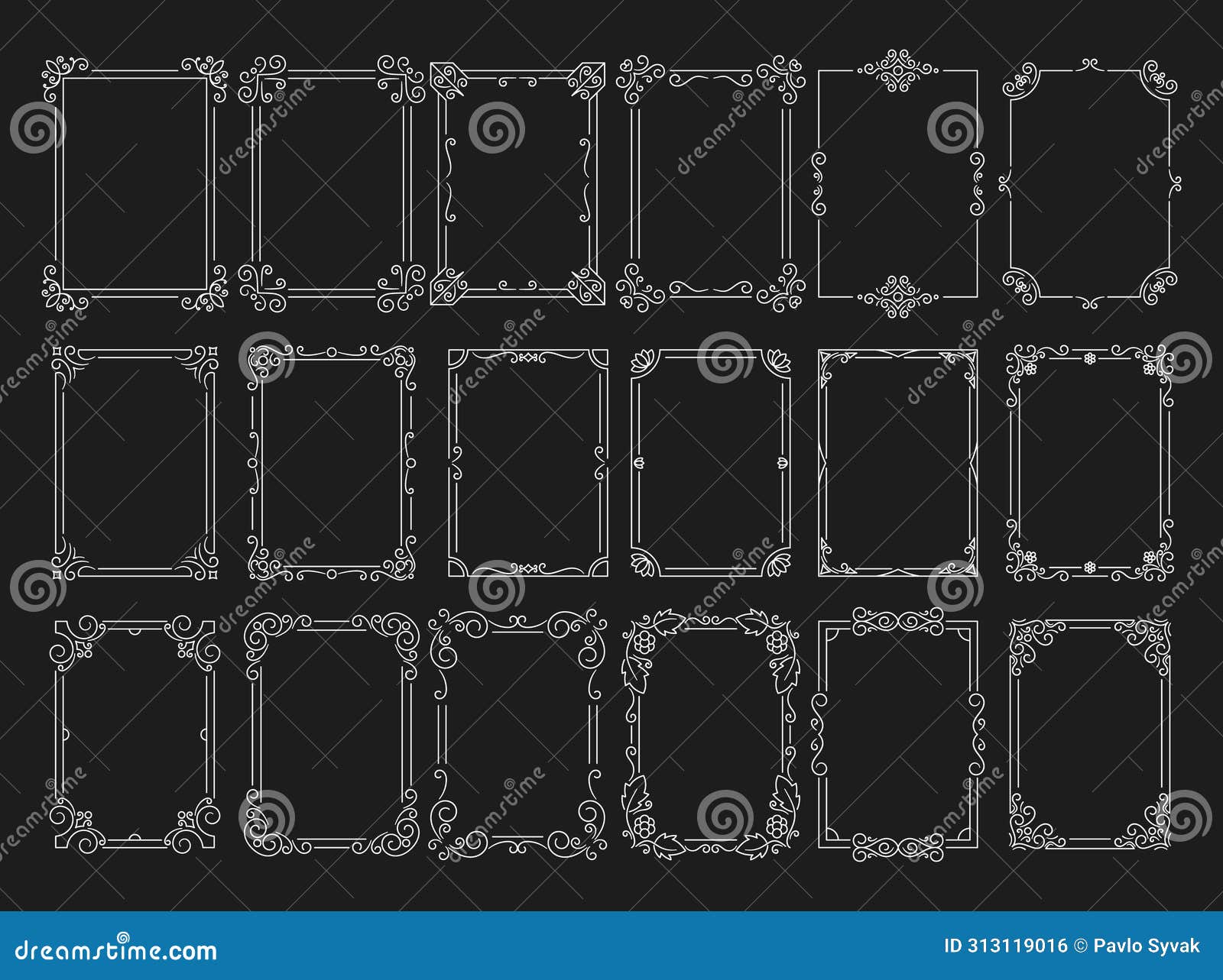 Vintage Vector Frames Collection, Classic Vector Borders, Design ...