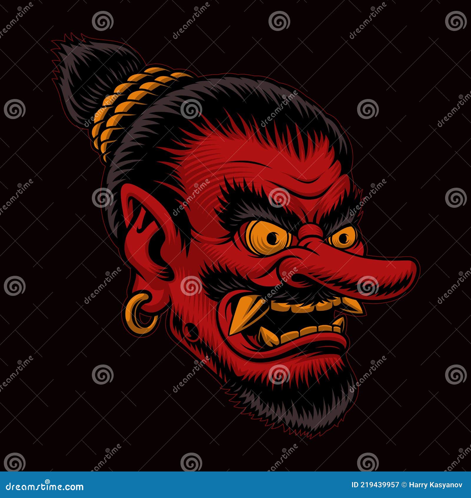 Vector Illustration of a Japanese Tengu Head Stock Vector ...