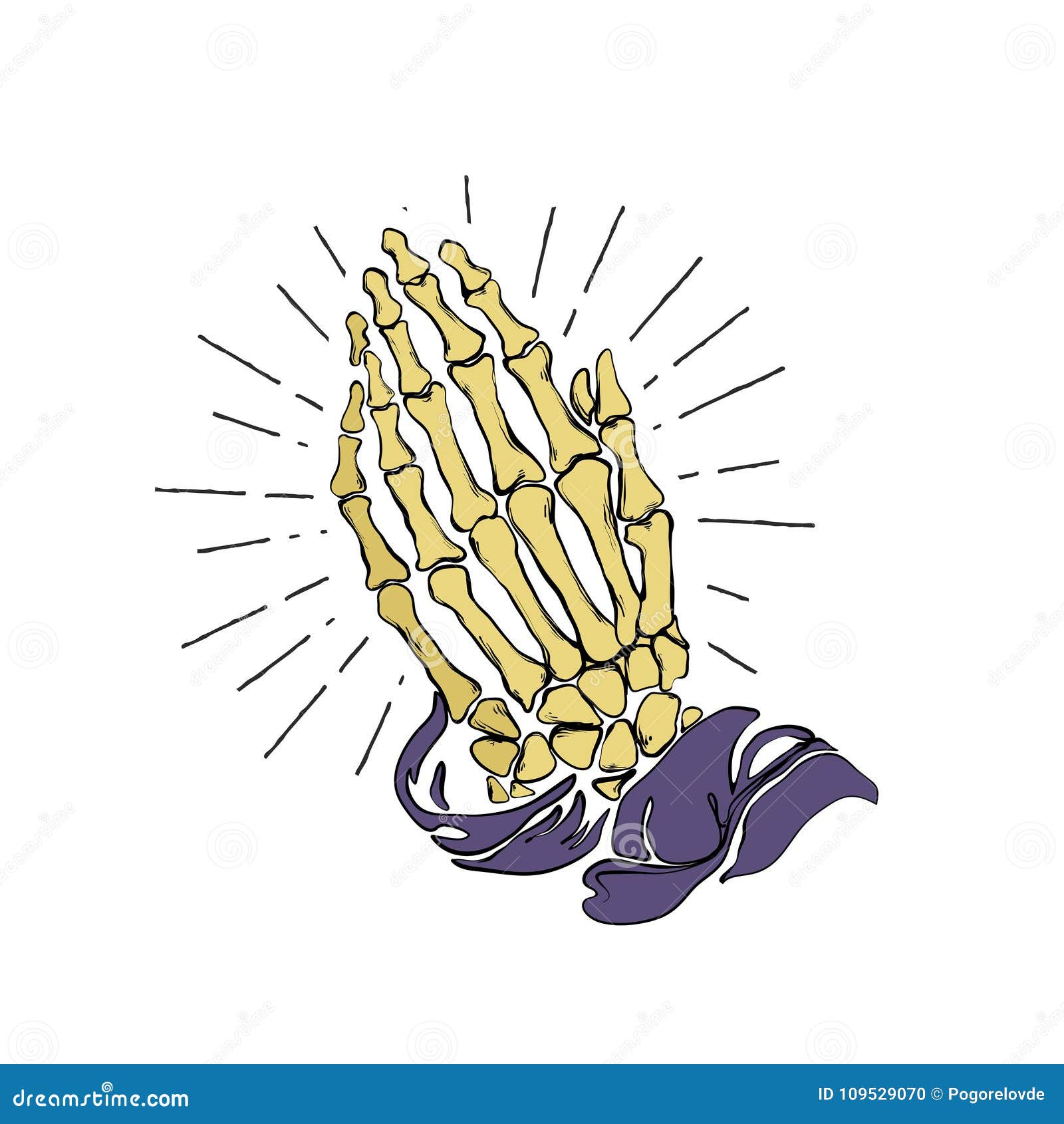 Skeleton Praying Hands With Rosary Cartoon Vector | CartoonDealer.com ...