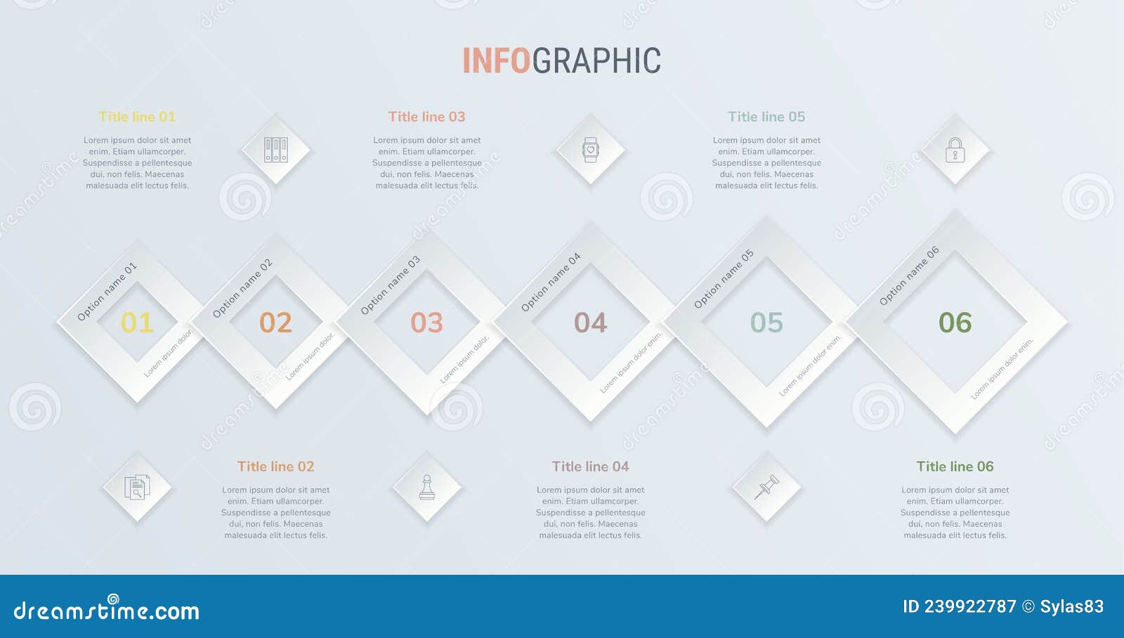 Vintage Colors Vector Infographics Timeline Design Template with Square ...