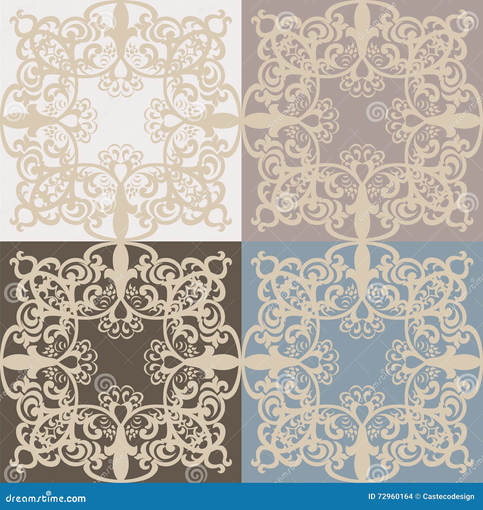 Vintage Vector Lace Pattern Set in Eastern Style Background. Ornate ...