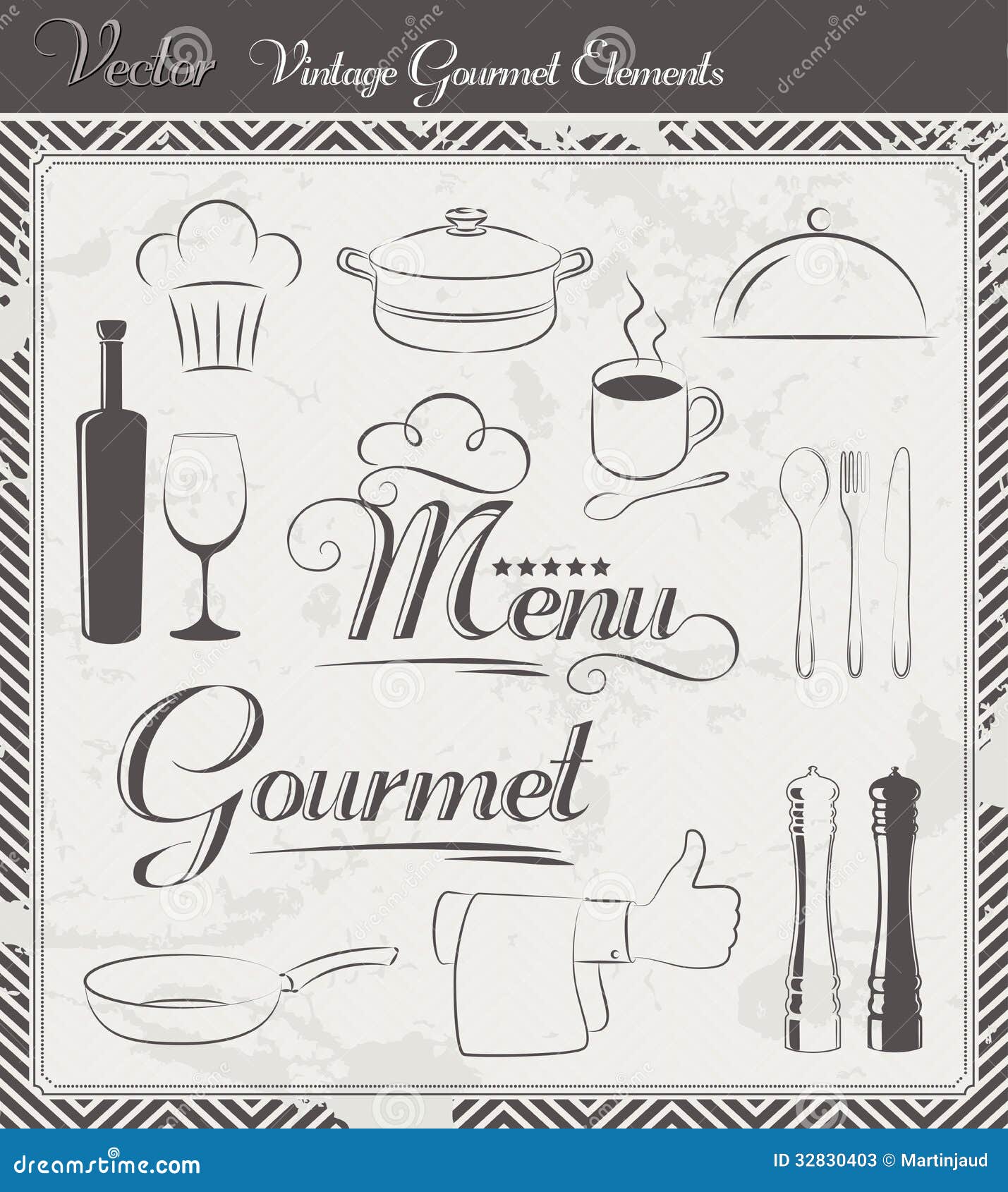 Vintage Vector Menu and Gourmet Elements Stock Vector - Illustration of ...