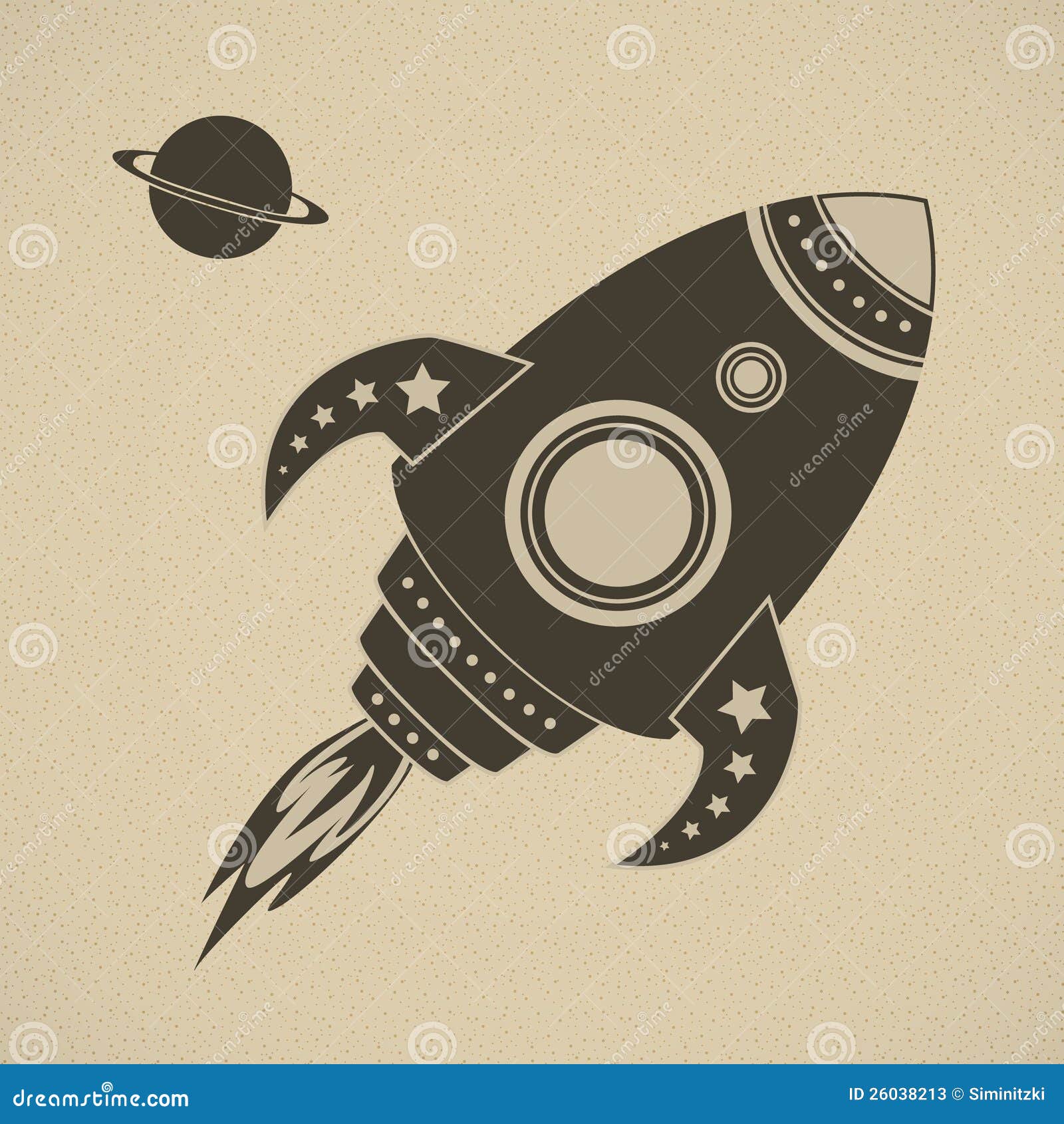 Vintage Vector Rocket in Space Stock Vector - Illustration of star ...