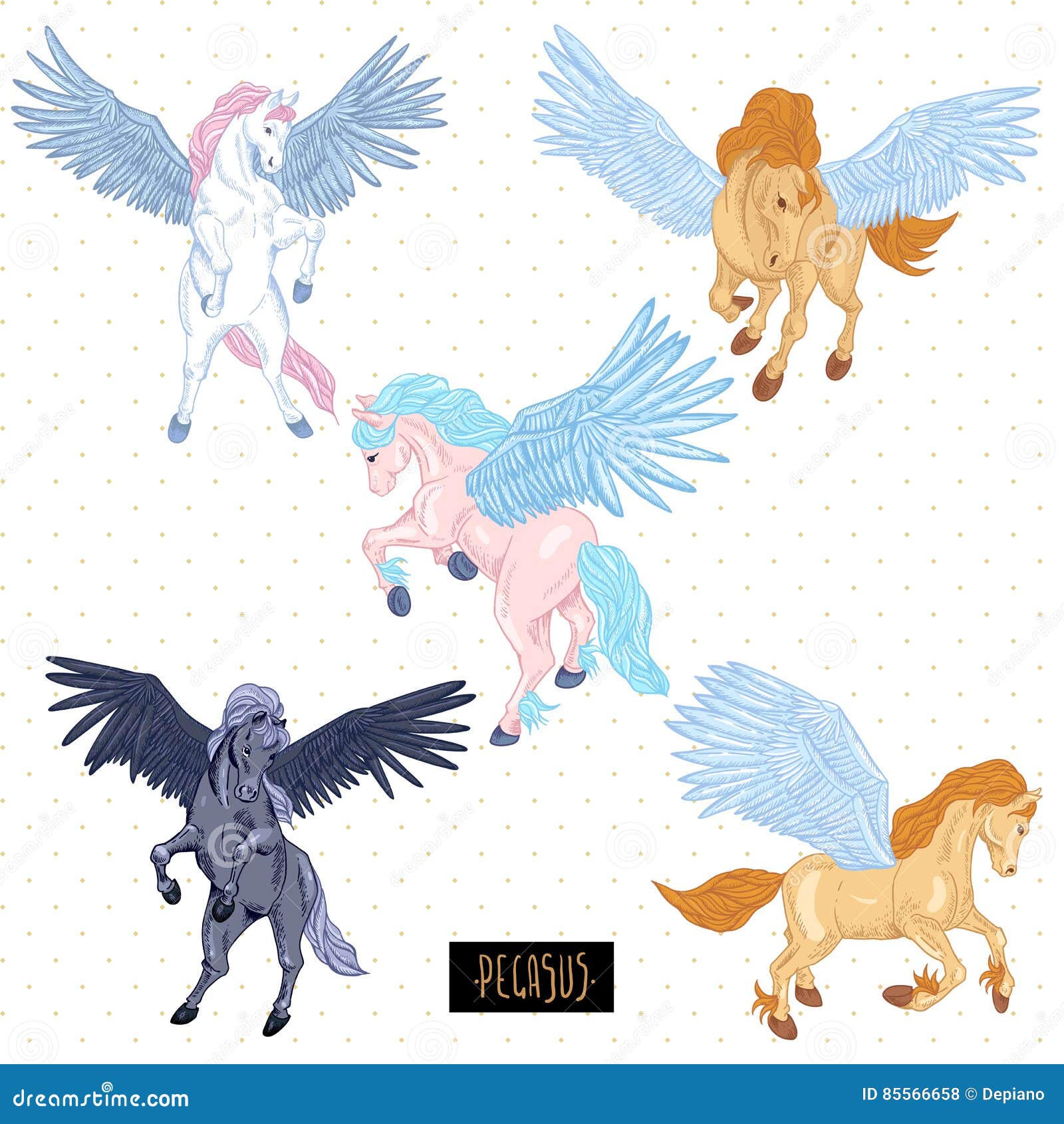 Winged Pegasus Horse Black And White Vector Outline Design ...