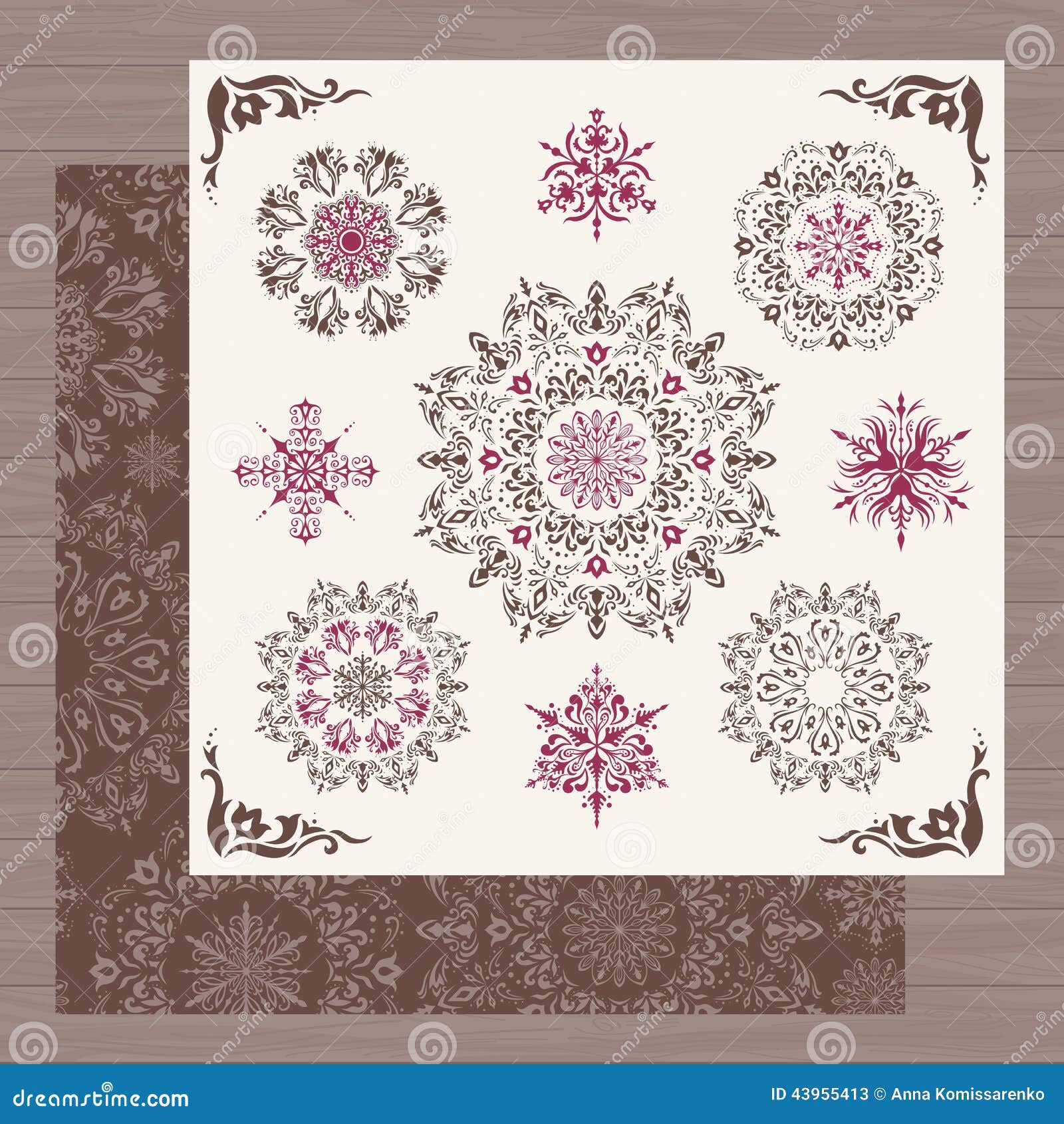 Vintage vector snowflakes stock vector. Illustration of card - 43955413