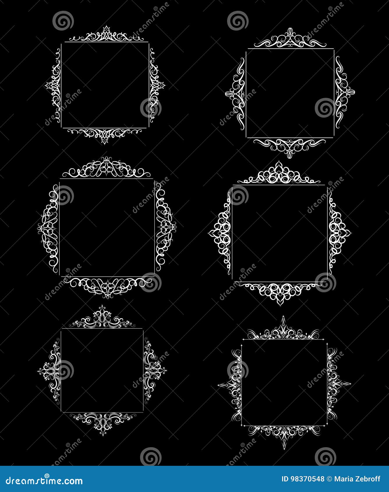 Vintage Vector Swirl Frame Set Stock Vector - Illustration of curve ...