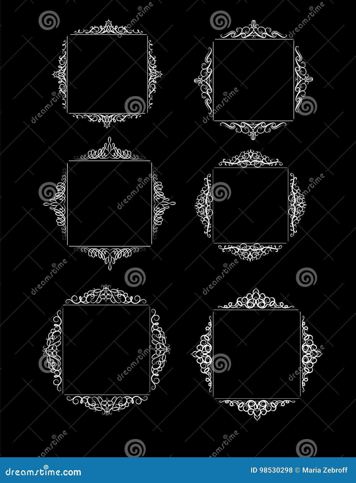 Vintage Vector Swirl Frame Set Stock Vector - Illustration of frame ...