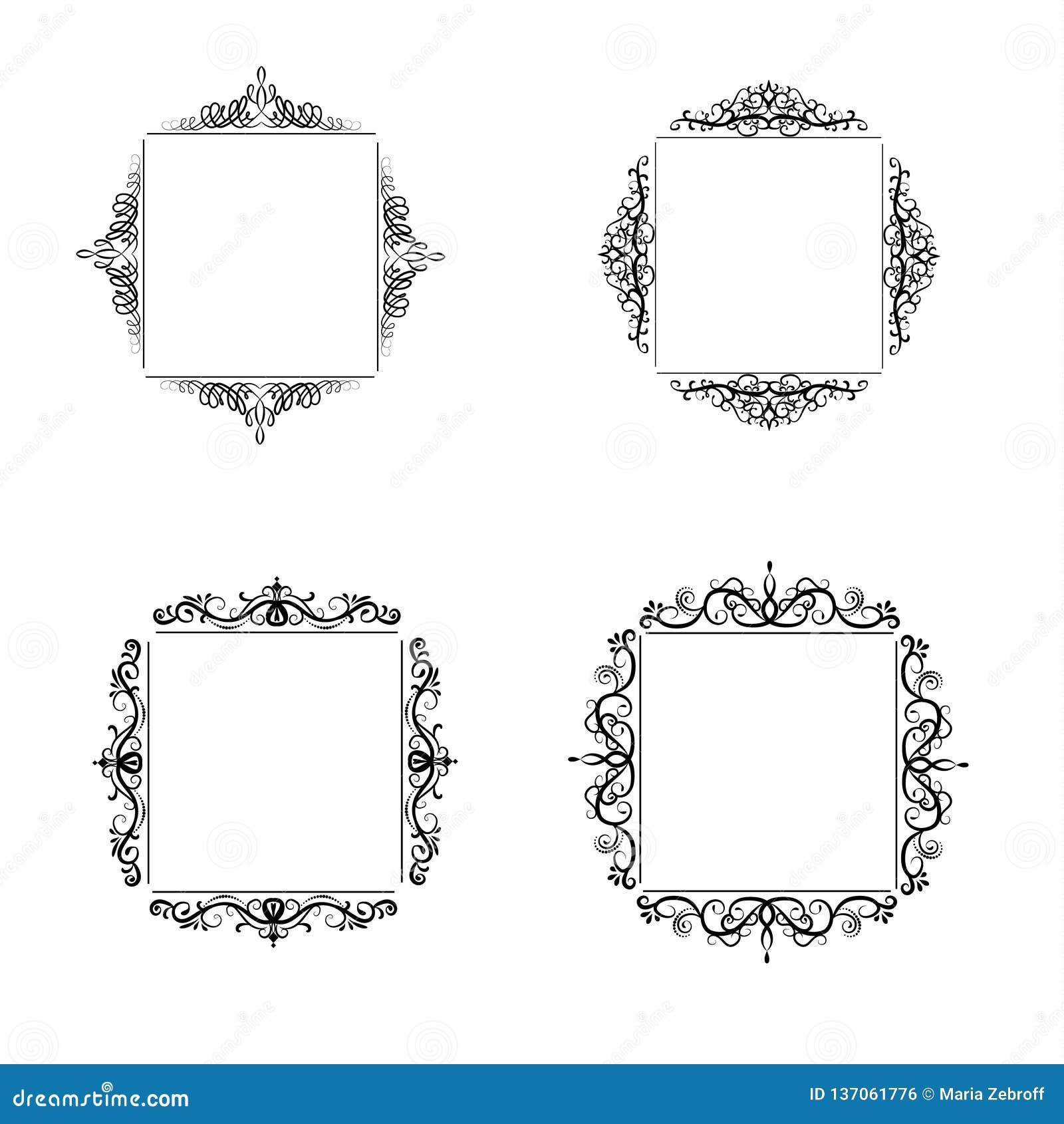 Vintage Vector Swirl Frame Set Stock Vector - Illustration of dividers ...