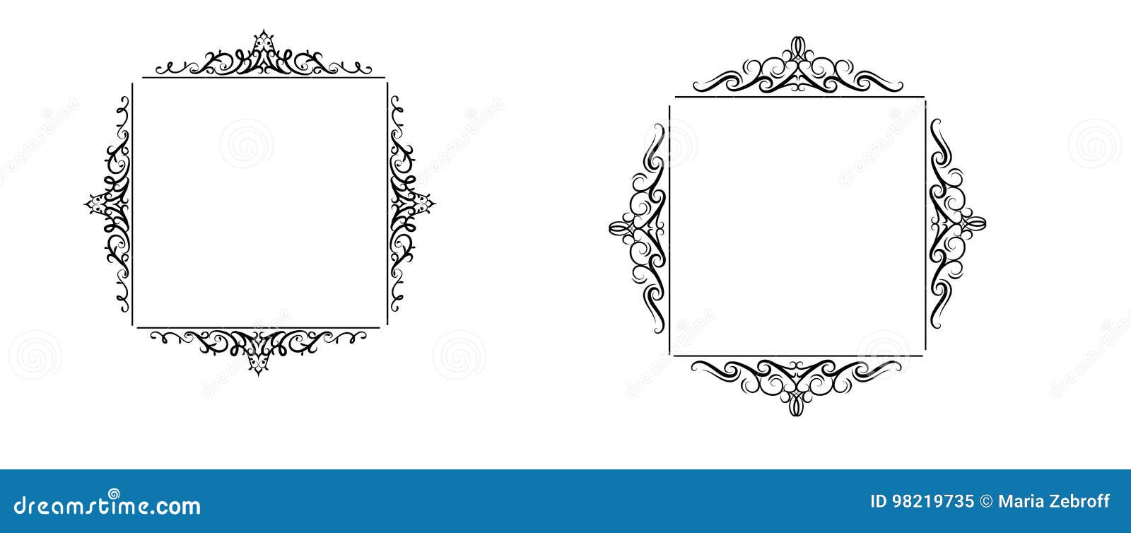 Vintage Vector Swirl Frame Set Stock Vector - Illustration of graphic ...