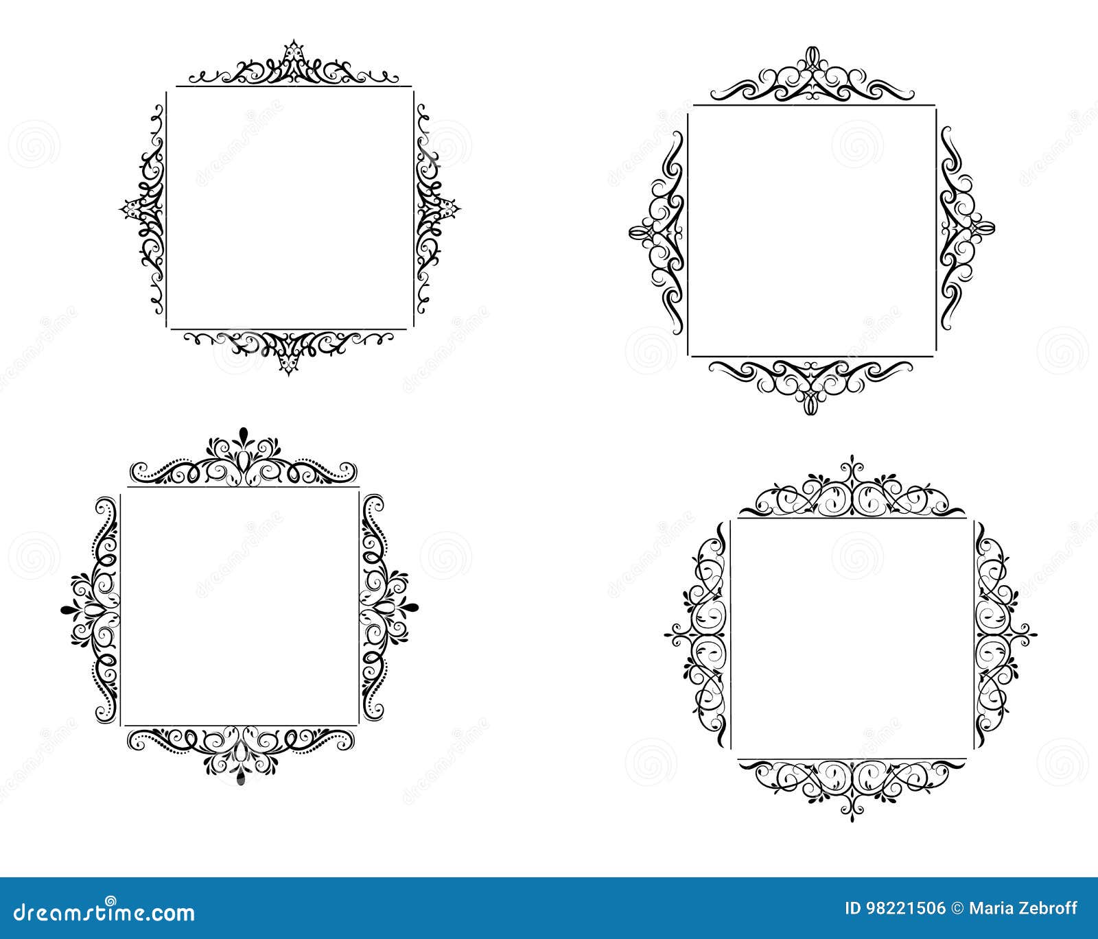 Vintage Vector Swirl Frame Set Stock Vector - Illustration of element ...