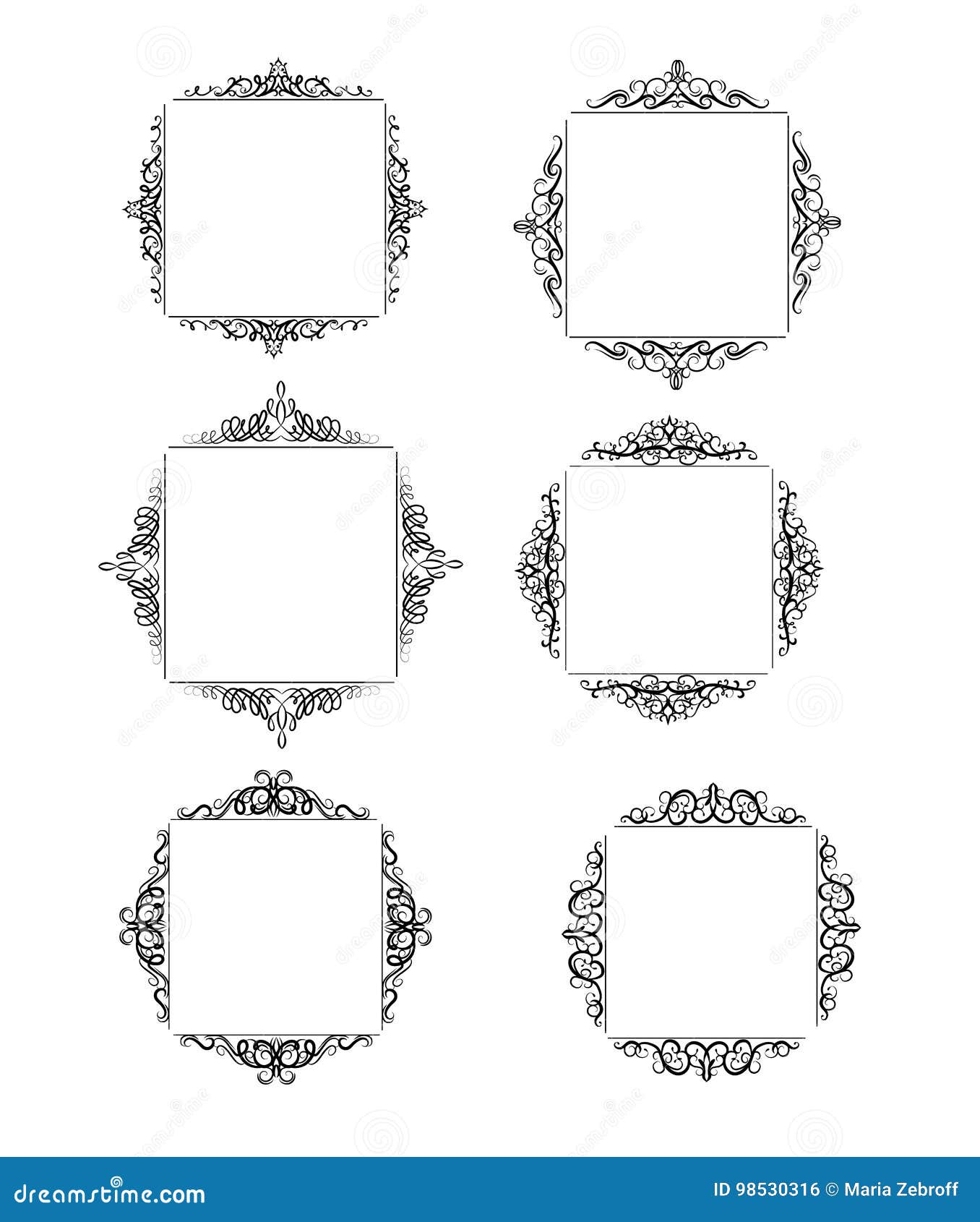 Vintage Vector Swirl Frame Set Stock Vector - Illustration of scroll ...