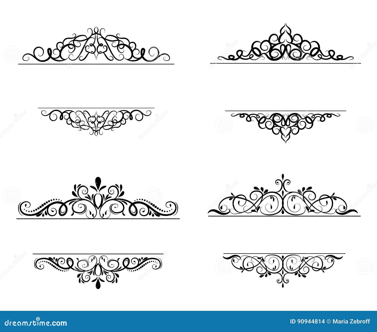 Vintage Vector Swirl Frame Set Stock Vector - Illustration of curled ...