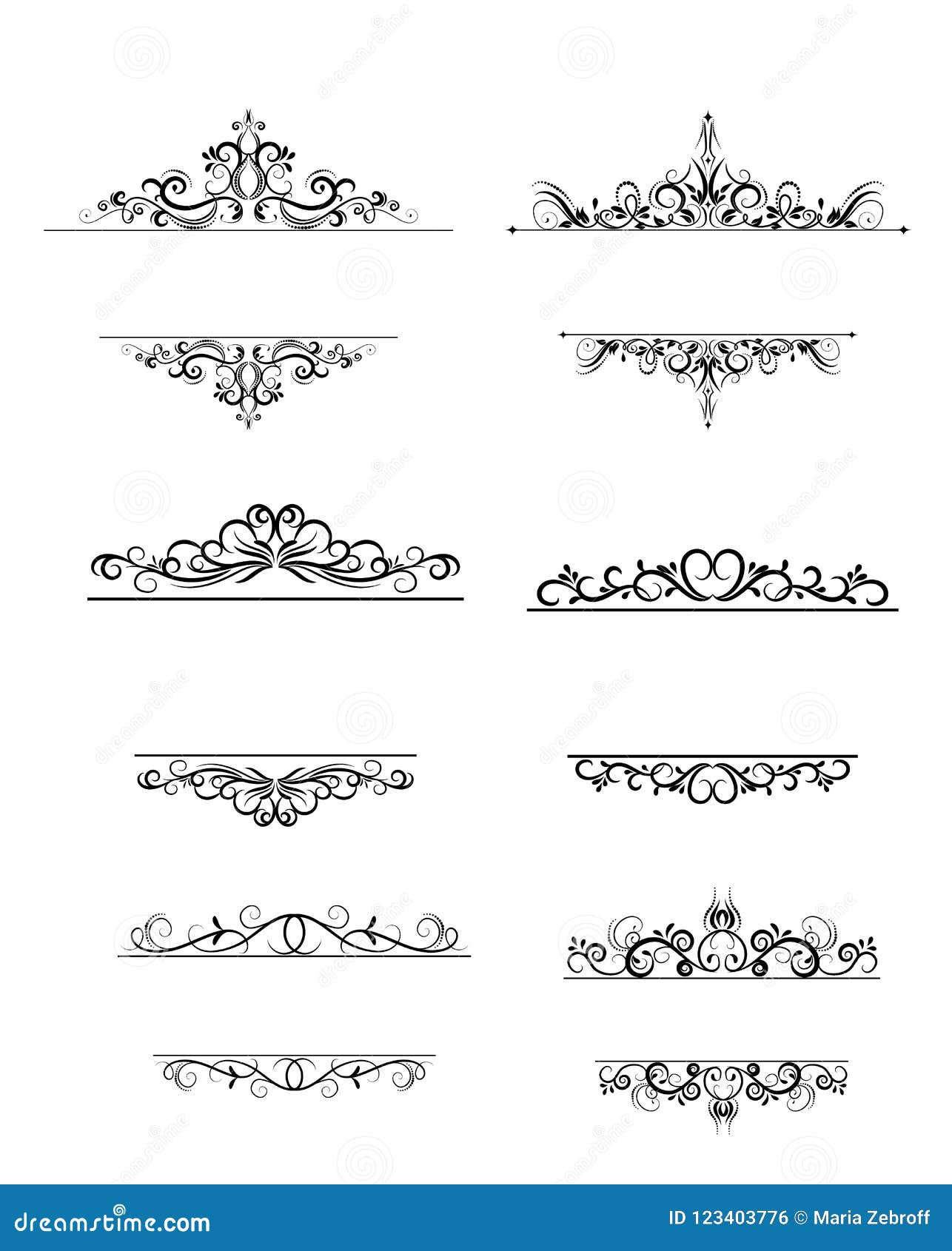 Vintage Vector Swirl Frame Set on White Stock Vector - Illustration of ...