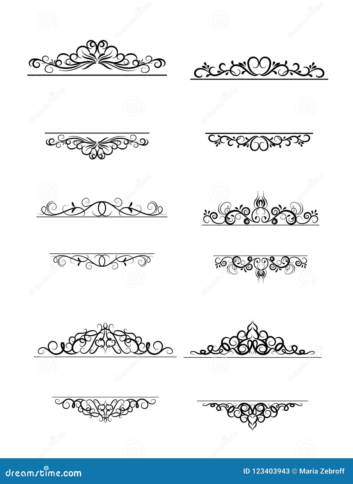Vintage Vector Swirl Frame Set on White Stock Vector - Illustration of ...