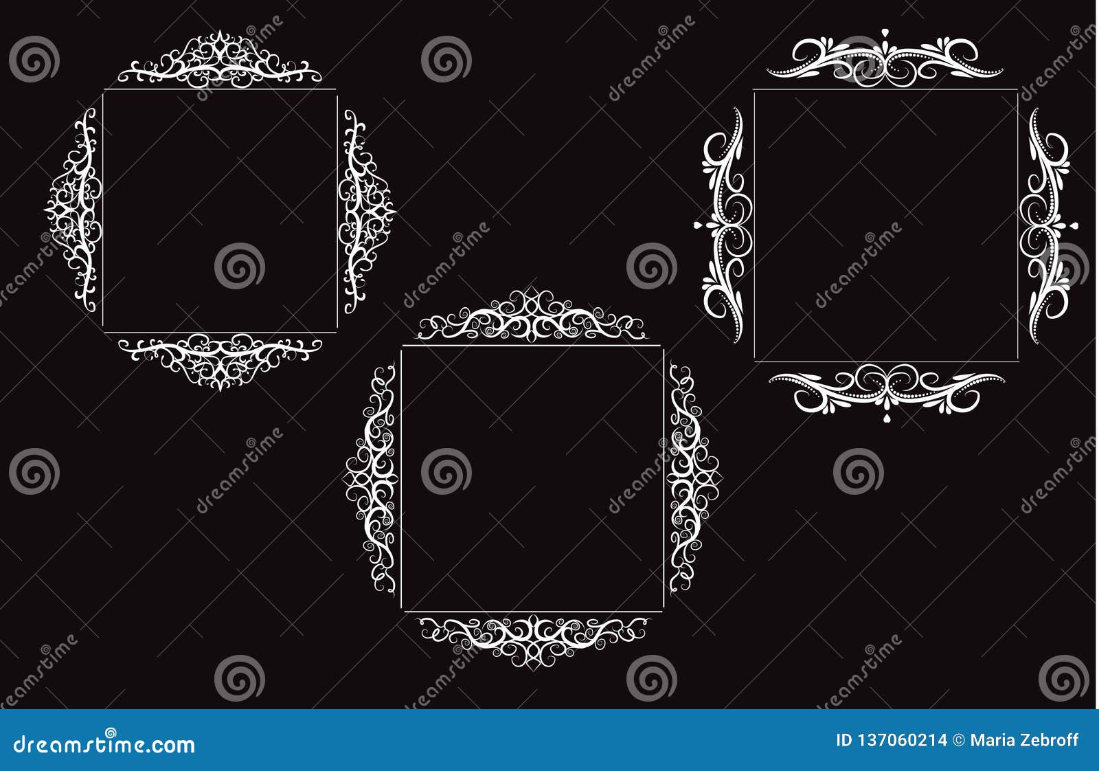 Vintage Vector Swirl Frame Set Stock Vector - Illustration of ...