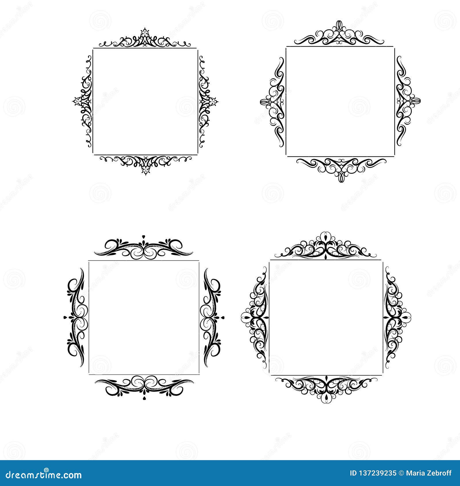 Vintage Vector Swirl Frame Set Stock Vector - Illustration of greeting ...