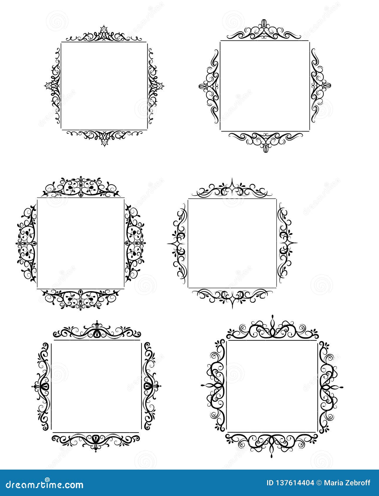 Vintage Vector Swirl Frame Set Stock Vector - Illustration of ornate ...