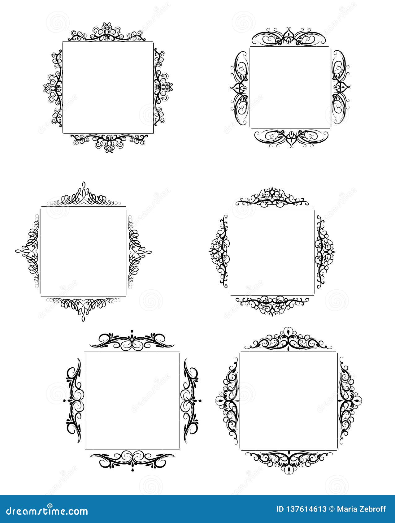 Vintage Vector Swirl Frame Set Stock Vector - Illustration of ...