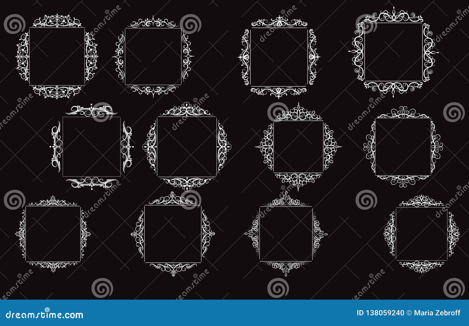 Vintage Vector Swirl Frame Set Stock Vector - Illustration of dividers ...