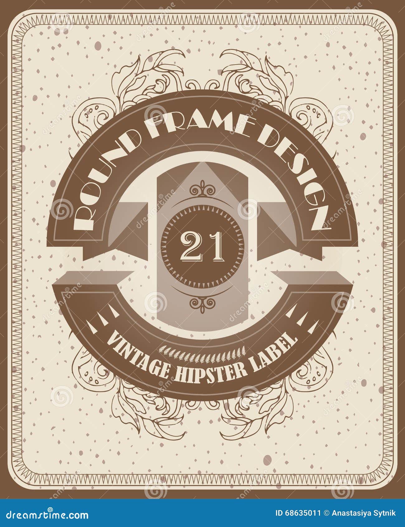 Vintage Vector Template with Round Label Design and Elegant Frames ...