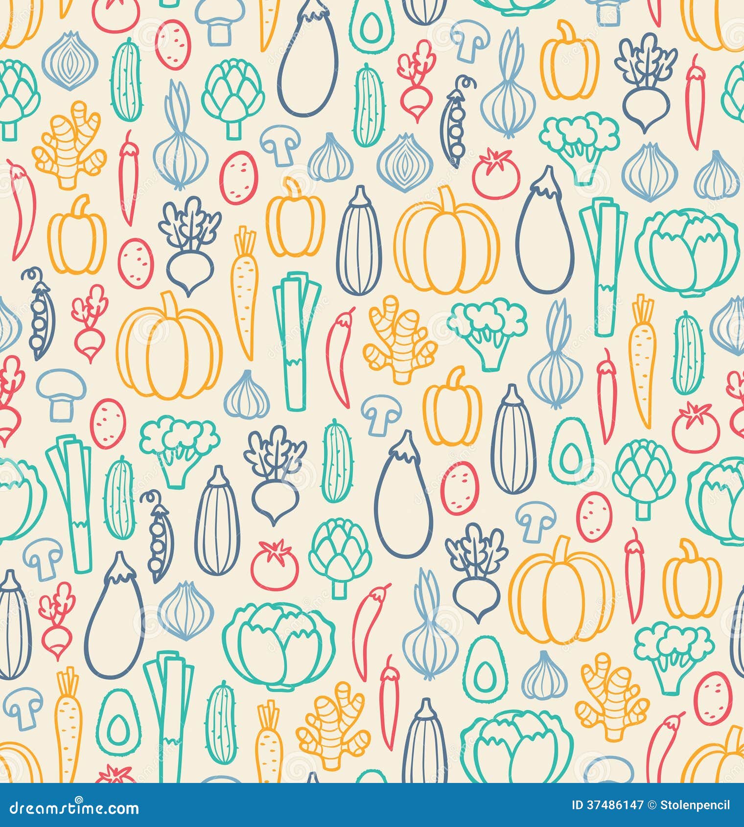 Vintage Vegetables Pattern Cartoon Vector | CartoonDealer.com #37486147