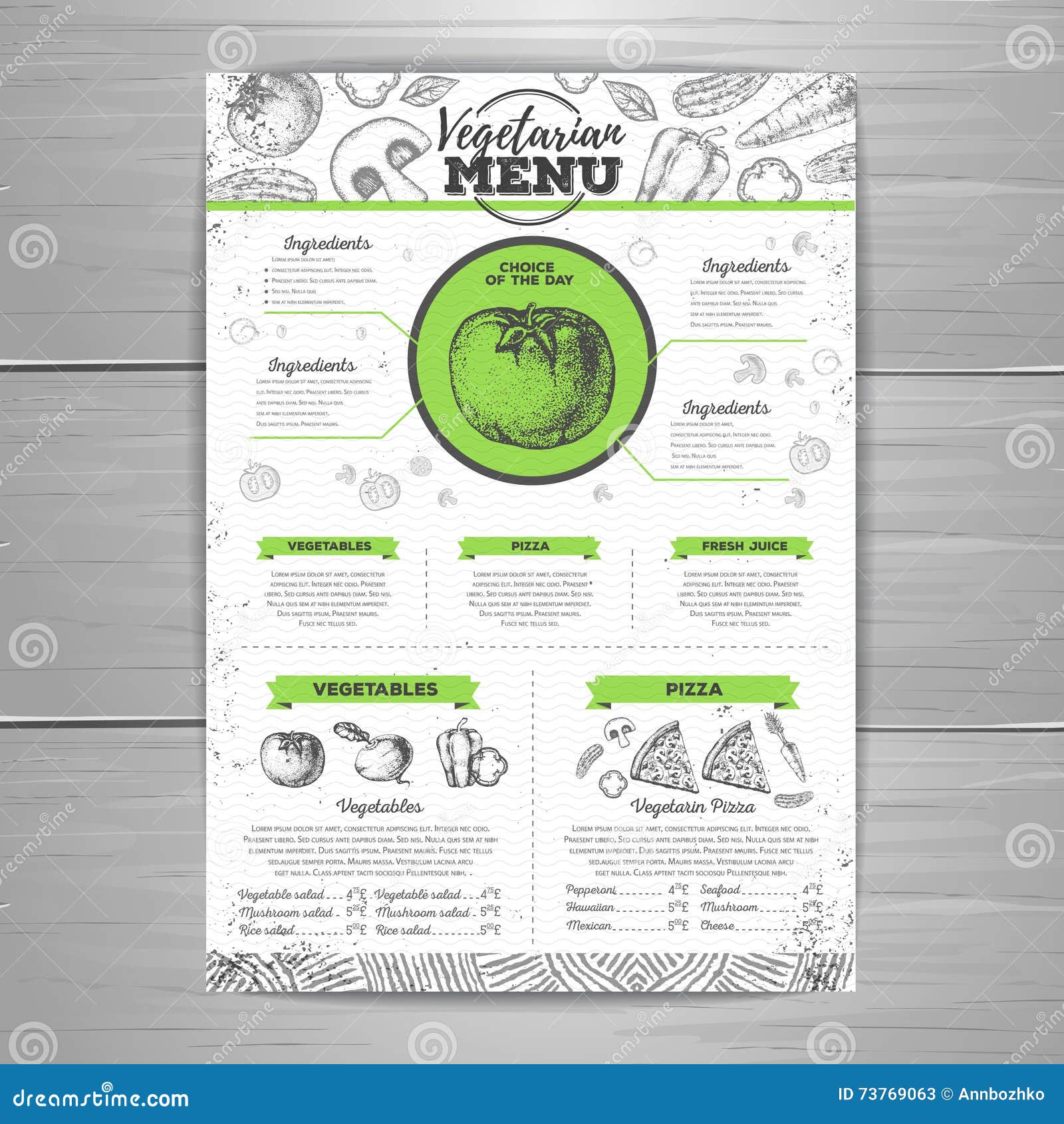 Vintage Vegetarian Menu Design Stock Vector - Illustration of mushroom ...
